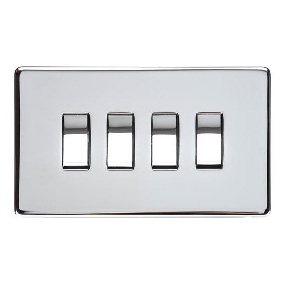 Heritage Brass Studio Polished Chrome 4 Gang 10A Switch with Polished ...