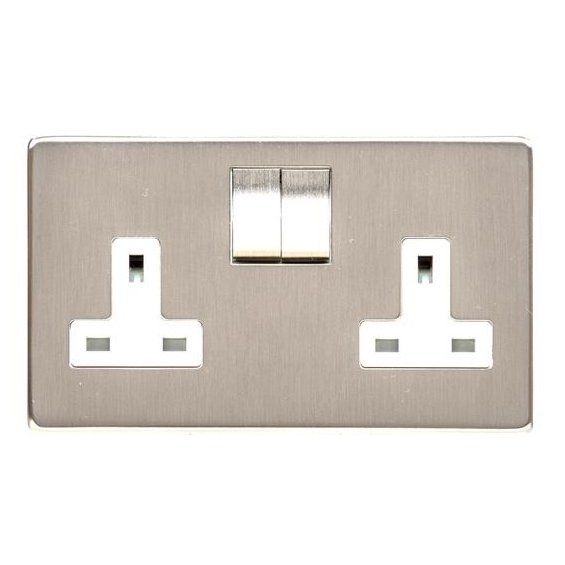 Heritage Brass Studio Satin Nickel 13A Double Socket with Satin Nickel ...