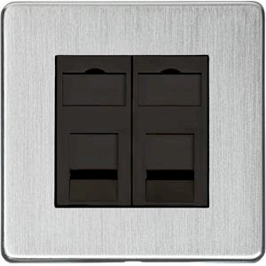 Heritage Brass 2 Gang RJ45 Telephone and Data Socket (Y33.258.BK-RJ45 ...