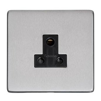 Heritage Brass Studio Satin Chrome 5A Round 3 Pin Socket with Black ...