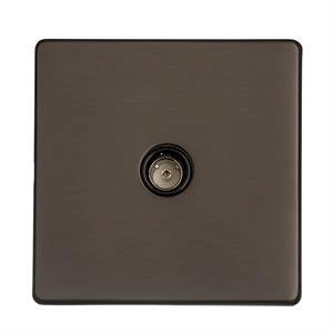 Heritage Brass 1 Gang Non-Isolated TV Coaxial Socket (Y09.221.BK) | L4L