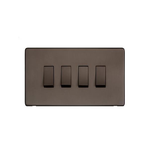 Heritage Brass Studio 4 Gang 10A 2 Way Switch (Y09.230.DBZ) at ...