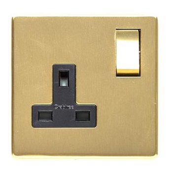Heritage Brass Studio Satin Brass 13A Single Socket with Satin Brass ...