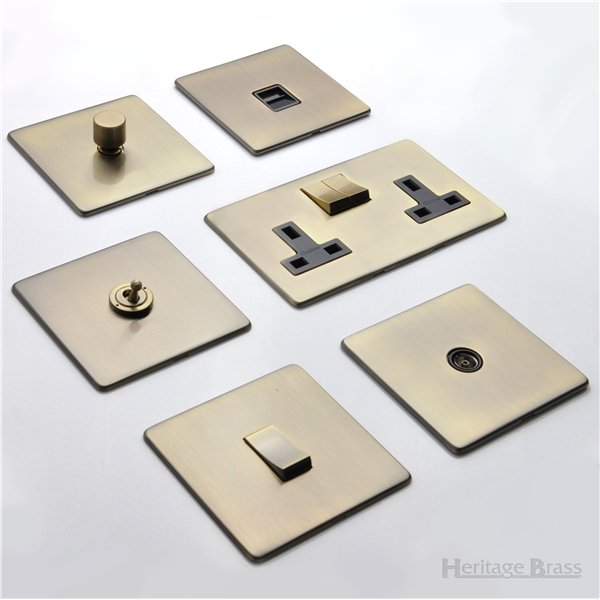Heritage Brass Studio 4 Gang 10A 2 Way Switch (Y91.230.AB) at Love4Lighting