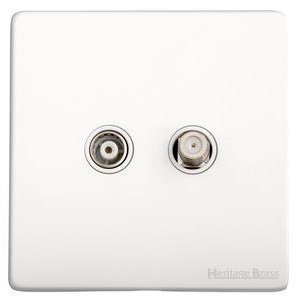 Heritage Brass Vintage Gloss White TV/Satellite Socket with White ...