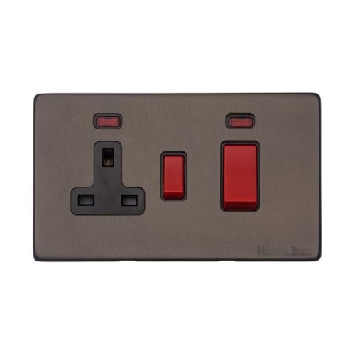 Heritage Brass Vintage Matt Bronze 45A Cooker Unit and 13A Socket with ...