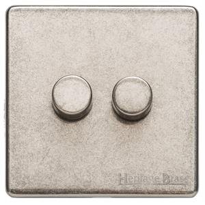 Heritage Brass Vintage Rustic Nickel 2 Gang LED Dimmer with Rustic ...