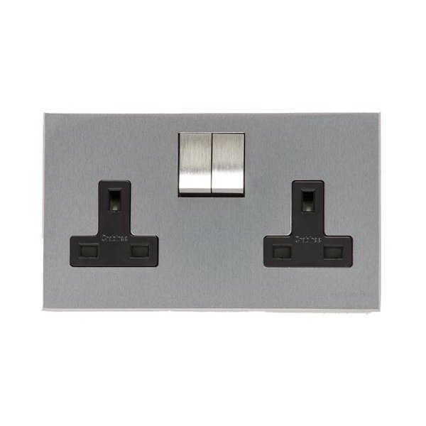 Heritage Brass Winchester Satin Chrome 13A Double Socket with Satin ...