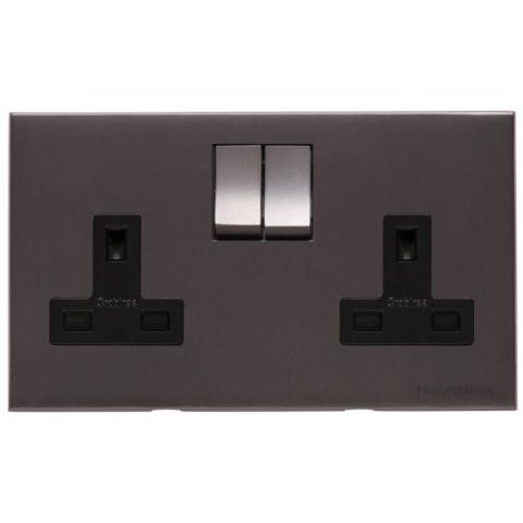 Heritage Brass Winchester Matt Bronze 13A Double Socket with Matt ...