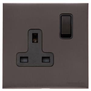 Heritage Brass Windsor Matt Bronze 13A Single Socket with Black Plastic ...