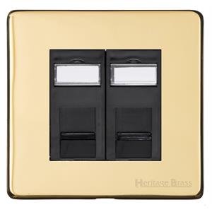Heritage Brass Vintage Polished Brass 2 Gang Master Telephone Socket ...