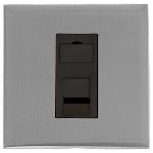 Heritage Brass Winchester Satin Chrome 1 Gang RJ45 Socket with Black ...