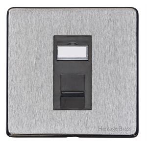 Heritage Brass Vintage Satin Chrome 1 Gang RJ45 Socket with Black ...
