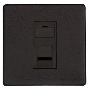 Heritage Brass Vintage Matt Black 1 Gang RJ45 Socket with Black Plastic ...