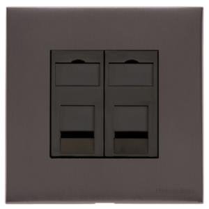 Heritage Brass Windsor Matt Bronze 2 Gang RJ45 Socket with Black ...