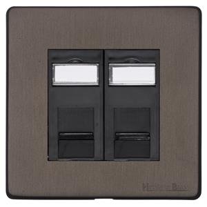 Heritage Brass Vintage Matt Bronze 2 Gang RJ45 Socket with Black ...