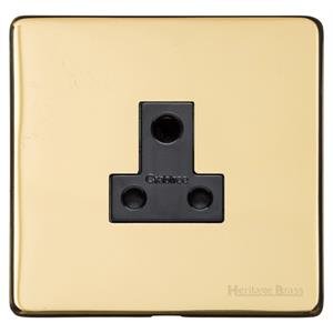 Heritage Brass Vintage Polished Brass 5A Round 3 Pin Socket with Black ...