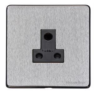 Heritage Brass Vintage Satin Chrome 5A Round 3 Pin Socket with Black ...