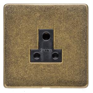 Heritage Brass Vintage Rustic Brass 5A Round 3 Pin Socket with Black ...