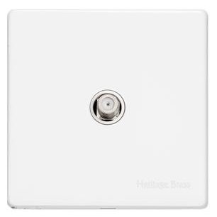 Heritage Brass Vintage Matt White 1 Gang Satellite Socket with White ...
