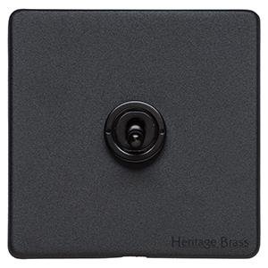 Heritage Brass Vintage Matt Black 1 Gang 20A Switch with Matt Black ...