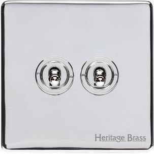 Heritage Brass Vintage Polished Chrome 2 Gang 20A Switch with Polished ...