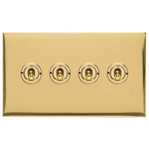 Heritage Brass Winchester Polished Brass 4 Gang 20A Switch with Polished Brass Toggles (W01.2430 ...