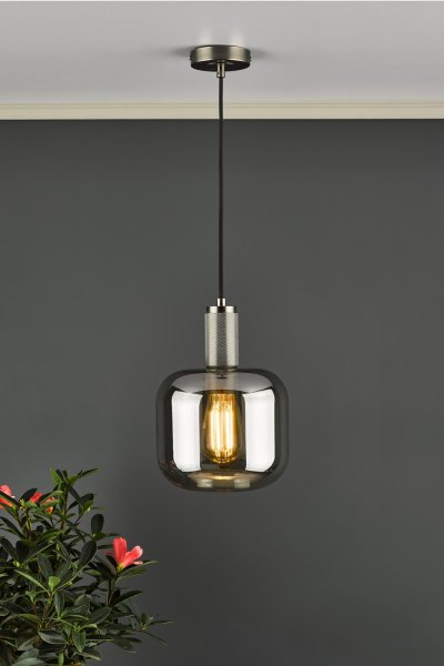 Dar Lighting NIK0140-E05 Nikolas Pendant Natural Solid Brass Smoked ...