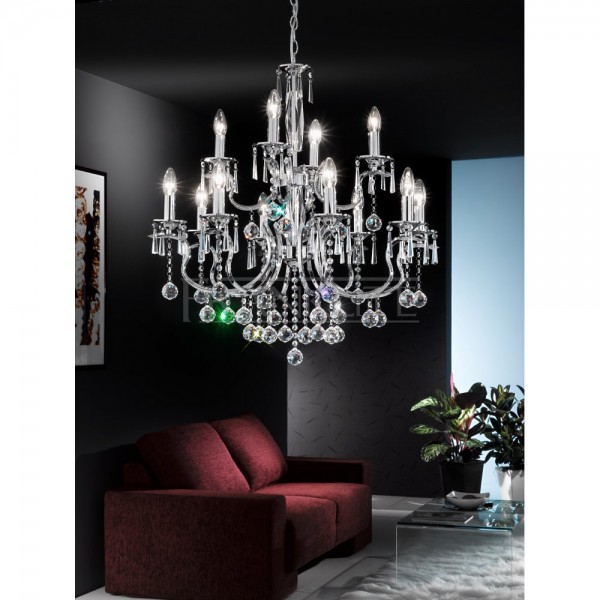 Franklite FL2155/12 Taffeta Crystal Chandelier | L4L