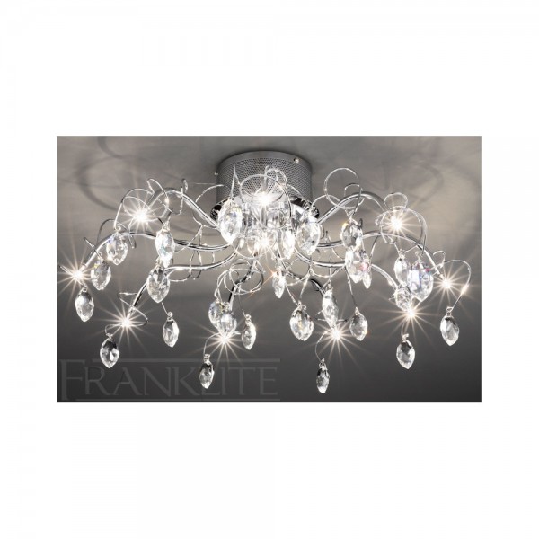 Franklite Chantilly FL2234/10 Crystal Drop Flush Ceiling Light ...