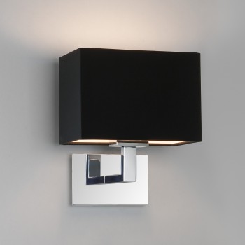 Astro Connaught Polished Chrome Wall Light with Black Shade | L4L