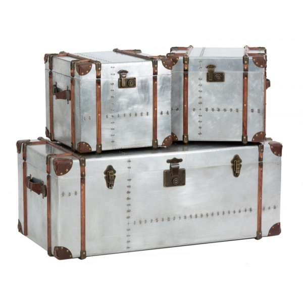 The Libra Company 233053 Bardem Set of 3 Silver Trunks | L4L